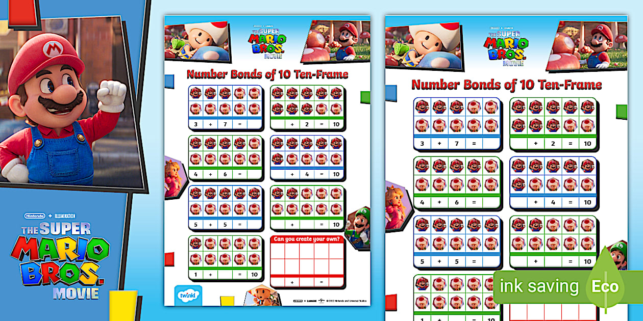 FREE! - 👉 Super Mario Bros.: Mario Maths – Number Bonds of 10 Ten Frame