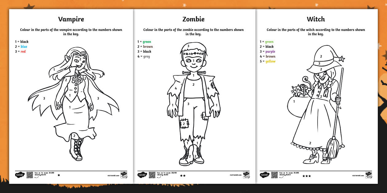 Halloween Colour by Numbers | Twinkl Resources - Twinkl