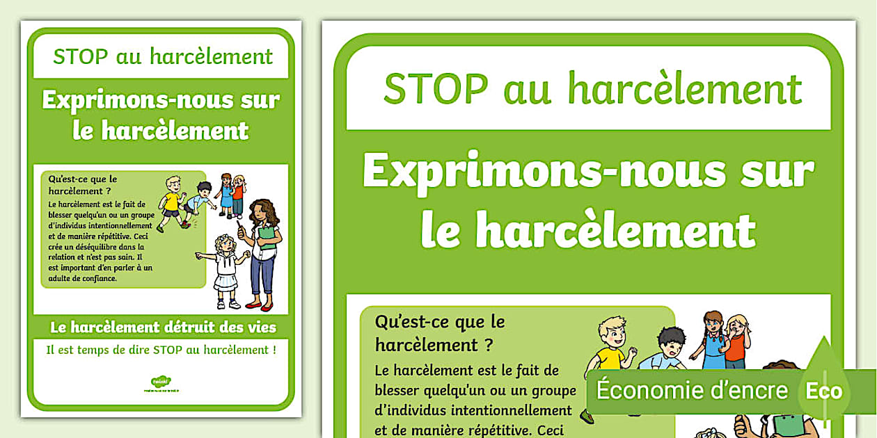 Affiche : dire stop au harcèlement - Twinkl