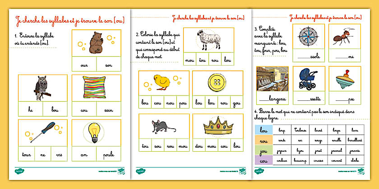 Je cherche les syllabes et je trouve le son [ou] - Twinkl