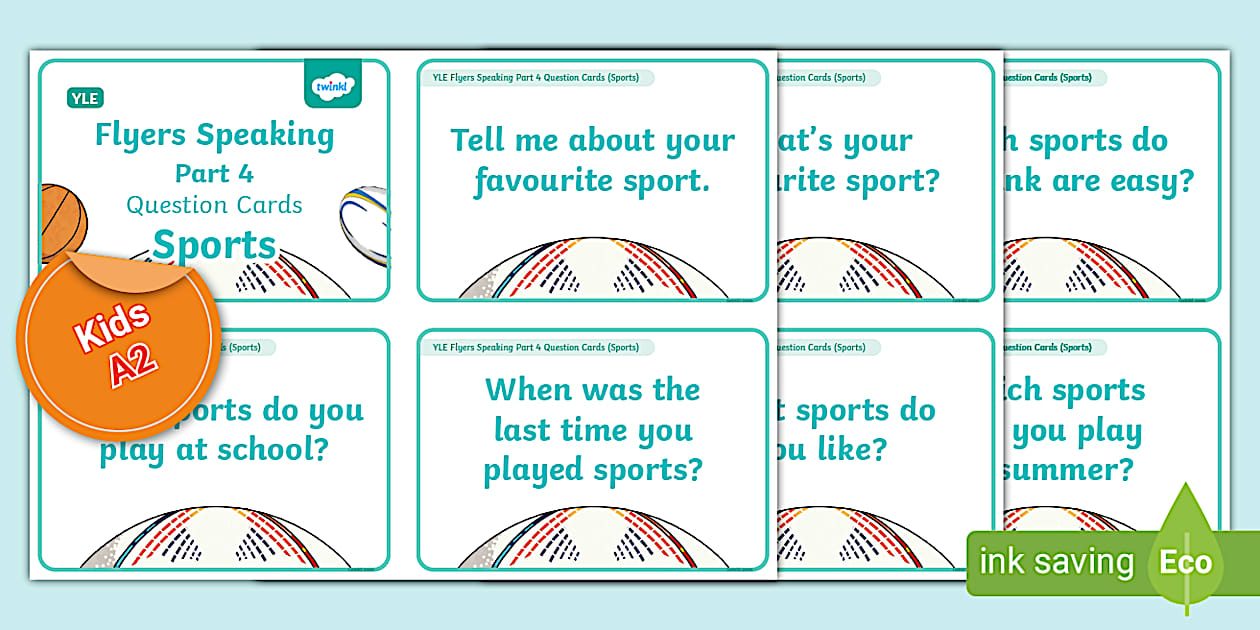 ESL YLE Flyers Speaking Part 4 Question Cards (Sports) [Kids, A2]