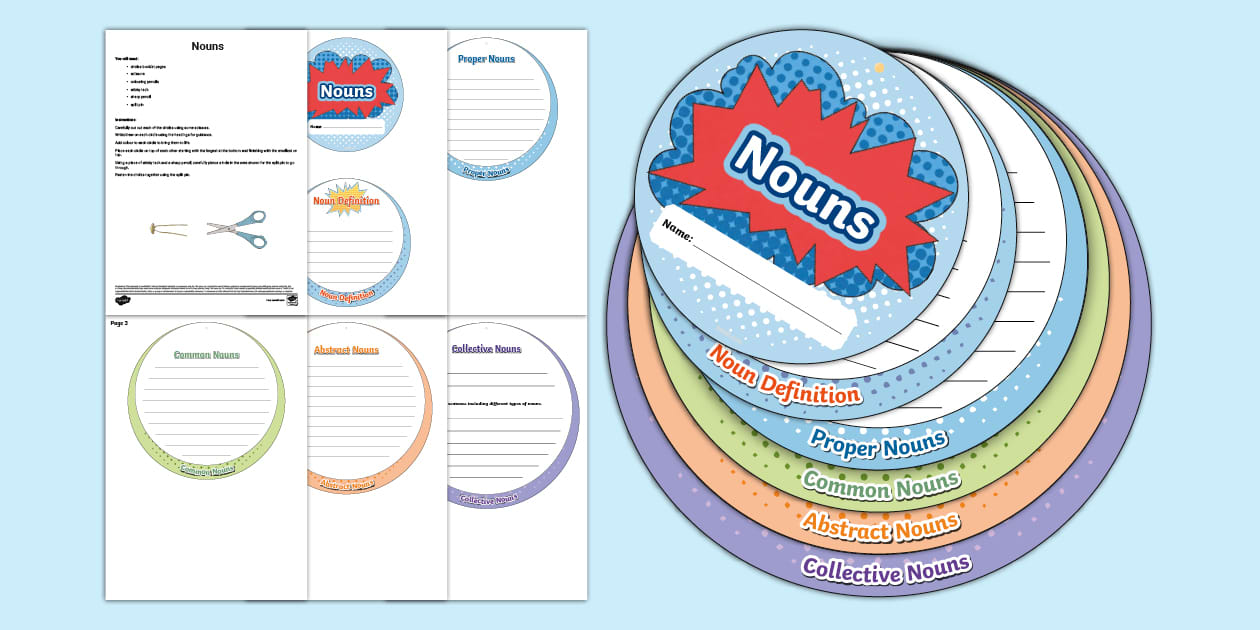 Nouns Circles Booklet Template - Twinkl English - Twinkl