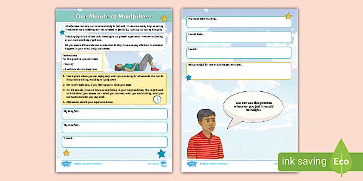 Mindfulness 1 Minute of Mindfulness Activity (teacher made)