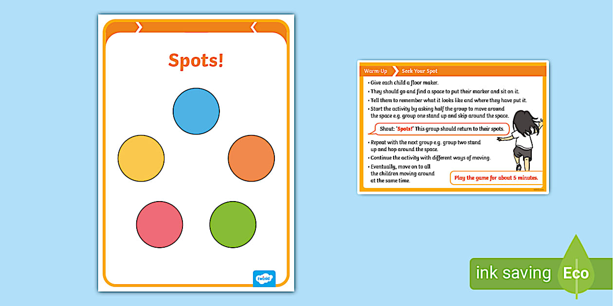 Foundation PE(Reception)Seek Your Spot Warm-Up Activity Card