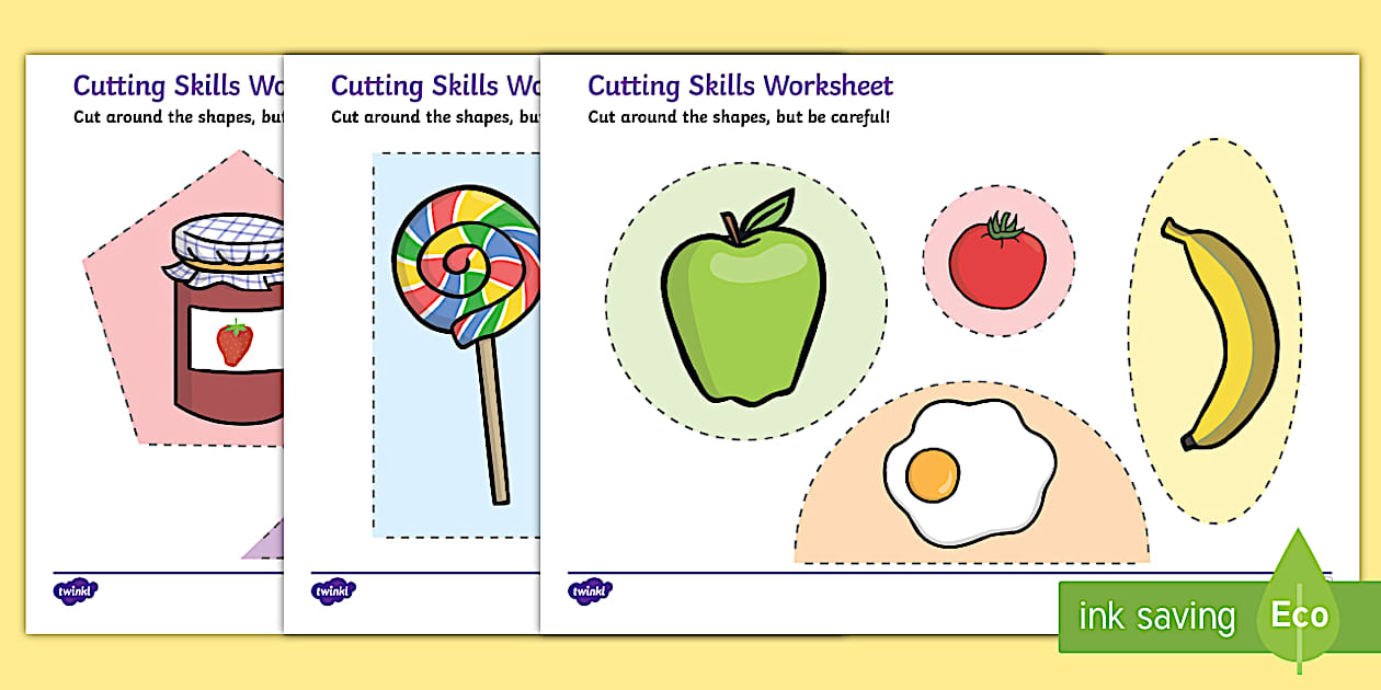 Food Themed Cutting Skills Worksheets (teacher made)