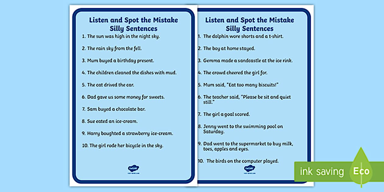 Listen and Spot The Mistake 3 (teacher made) - Twinkl