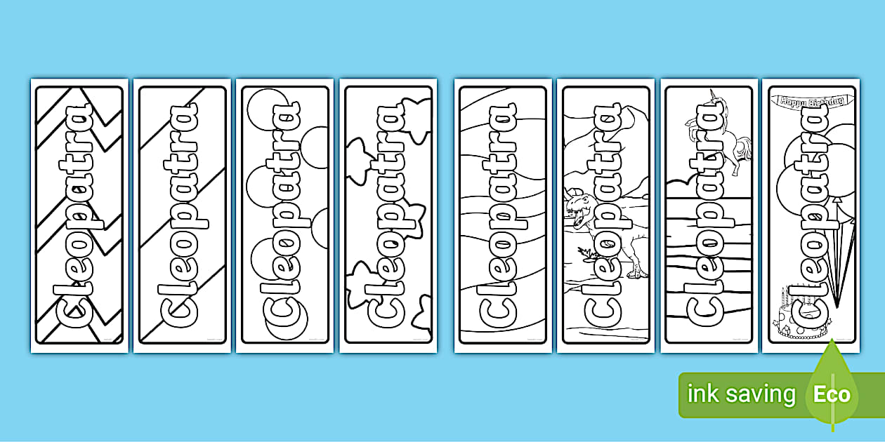 Cleopatra Name Simple Colouring Bookmarks - Twinkl