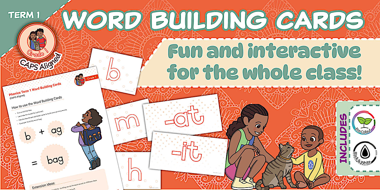 Gr1 Phonics - T1- Termly Word Building Cards (CAPS Aligned)