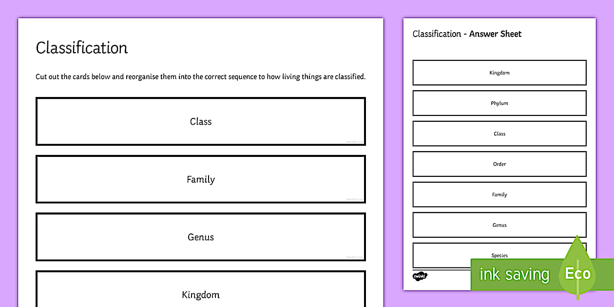 KS4 Classification Sequencing Cards (Teacher-Made) - Twinkl
