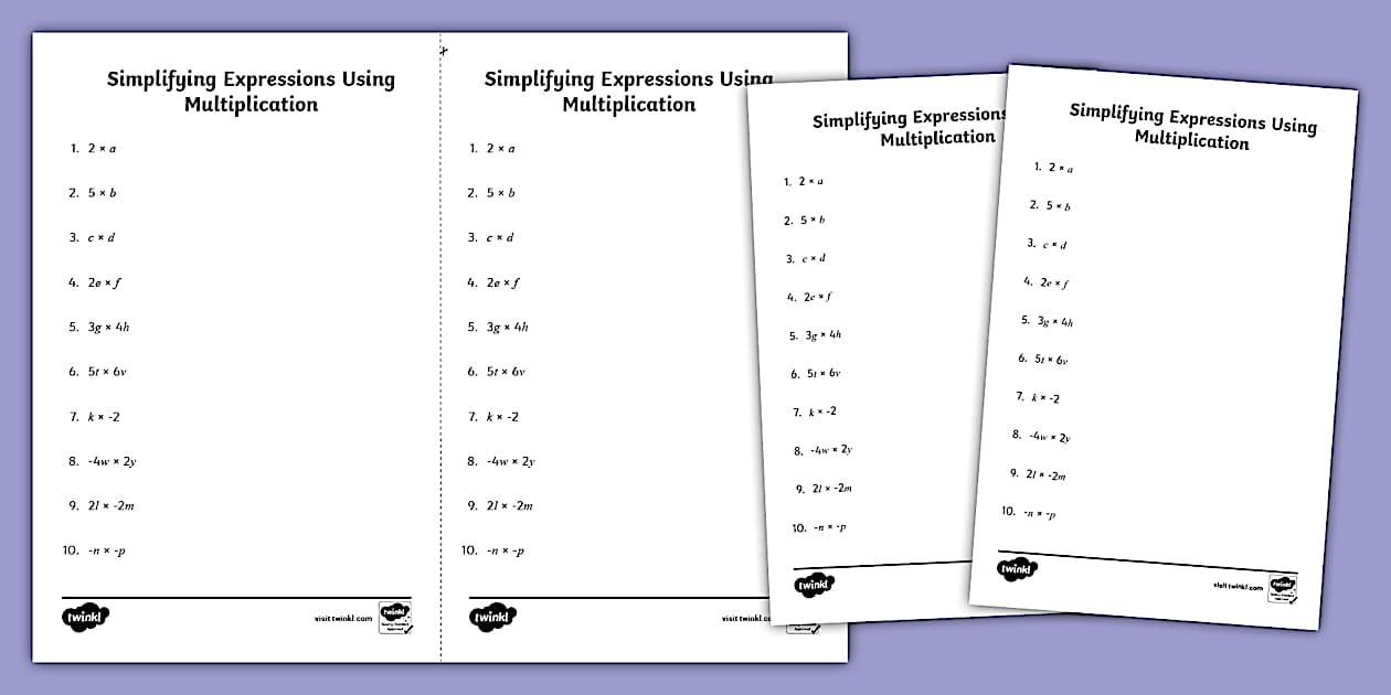 Seventh Grade Simplify Equivalent Expressions Multiplication