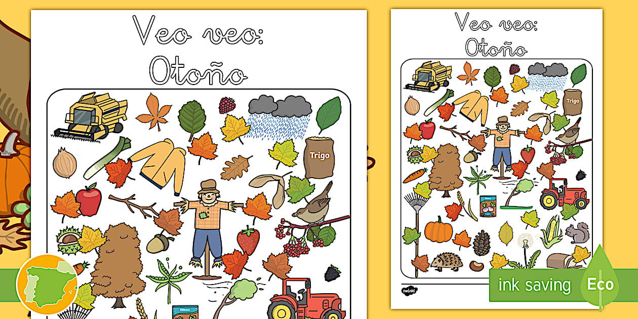 Editable Ficha de actividad: Veo veo - Otoño (teacher made)