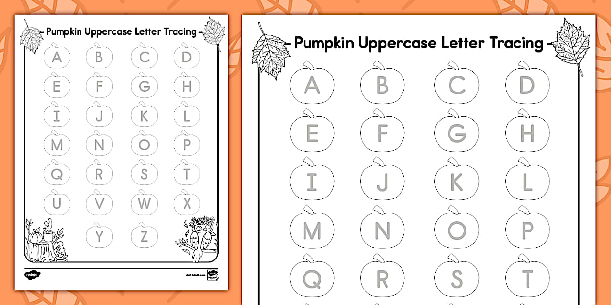Pumpkin Uppercase Letter Tracing Worksheet - Twinkl