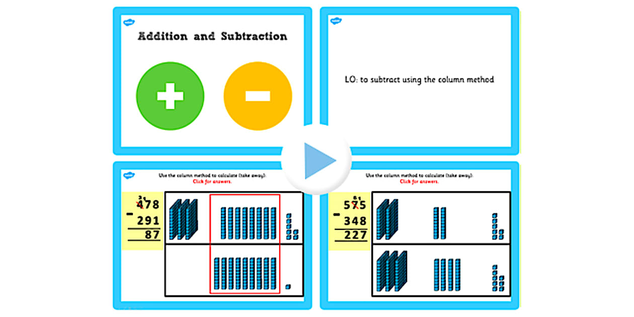 Grade 3 Additon and Subtraction Lesson 4d Subtracting 3 Digit Numbers ...