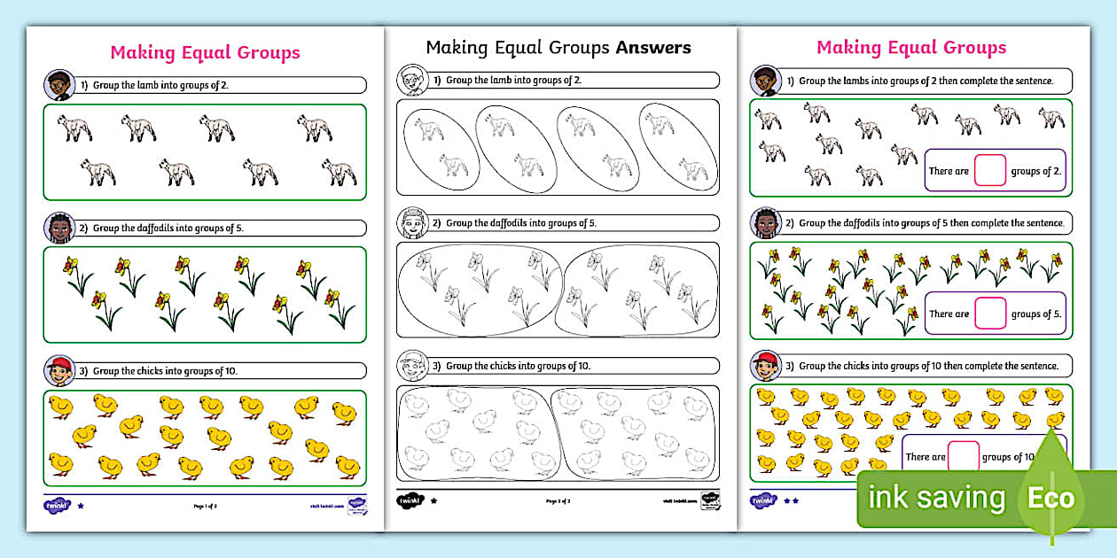 Spring-Themed Grouping Pictures Maths Activity Sheet