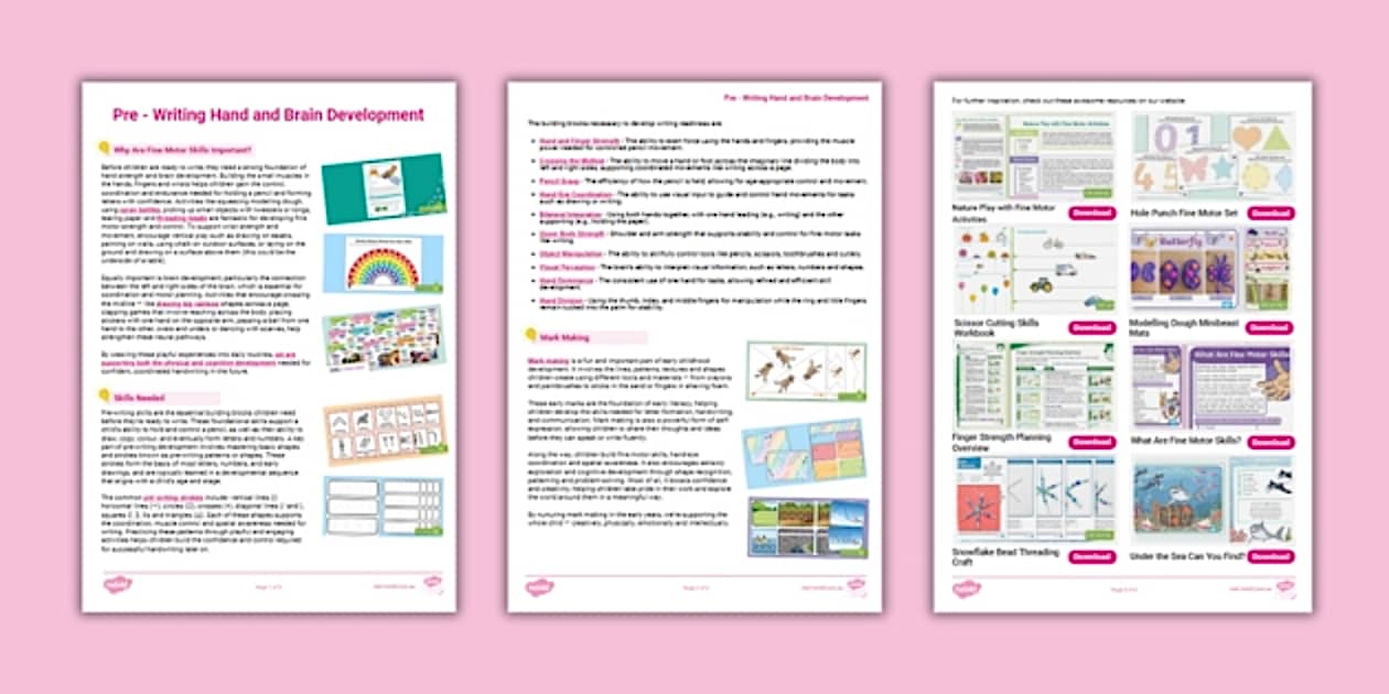 Pre - Writing Hand and Brain Development Guide - Twinkl