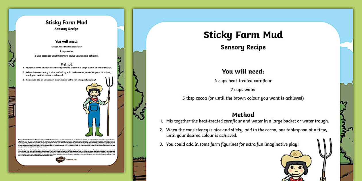 Farm Mud Sensory Play Recipe | EYLF Resources | Twinkl