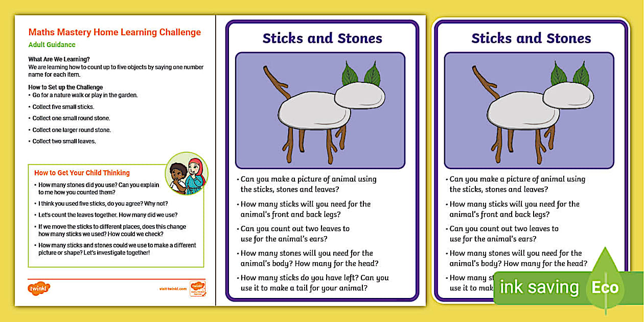 EYFS Maths Counting Home Learning Challenge Sticks & Stones