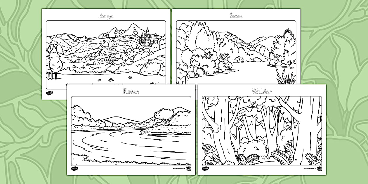 Landschaftsformen Deutschlands - Ausmalbilder - Twinkl