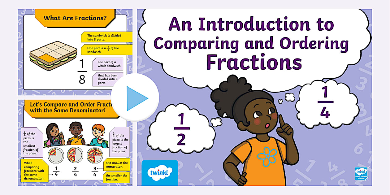 Comparing and Ordering Fractions - Maths PowerPoint for Kids