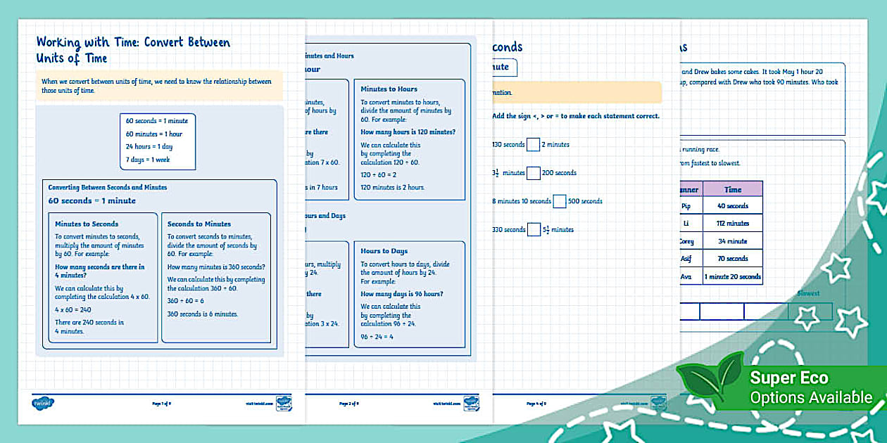 Working with Time: Convert Between Units of Time - Twinkl