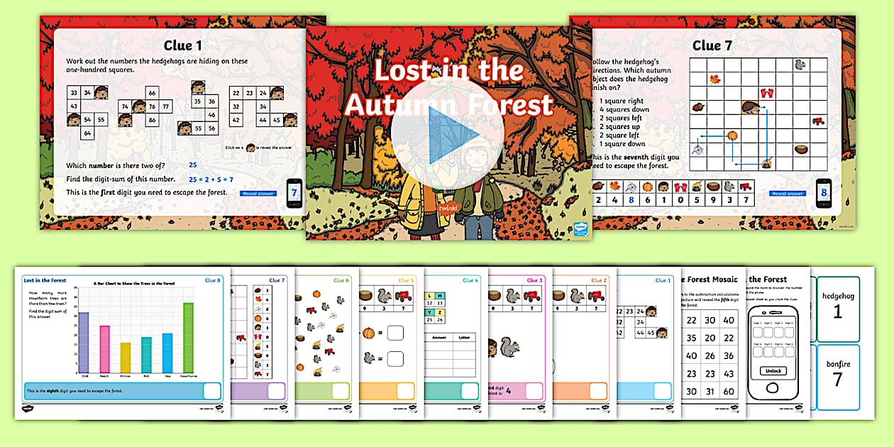 Year 2 Lost in the Autumn Forest Escape the Room Maths Game