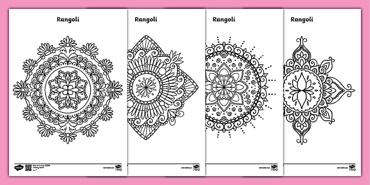 Rangoli Colouring Pages (teacher made) - Twinkl