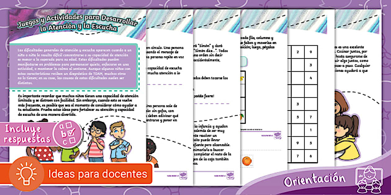 Guía | Juegos | Actividades | Desarrollar | Atención | Escucha