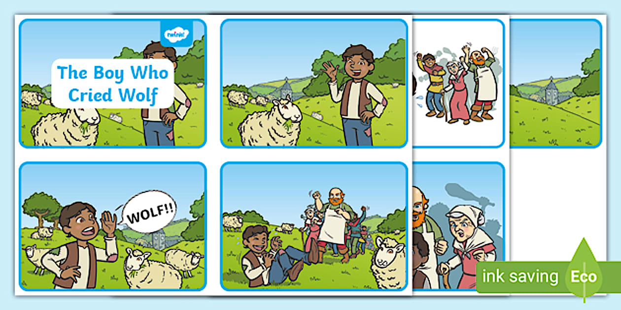 The Boy Who Cried Wolf Story Sequencing Cards - Twinkl