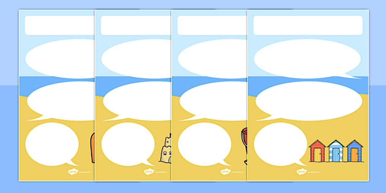 Editable Beach Seaside-Themed Target Posters Speech Bubbles