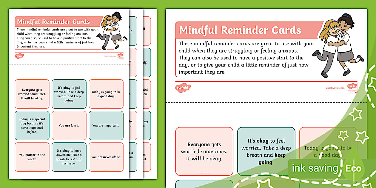 Mindful Reminder Cards (Teacher-Made) - Twinkl