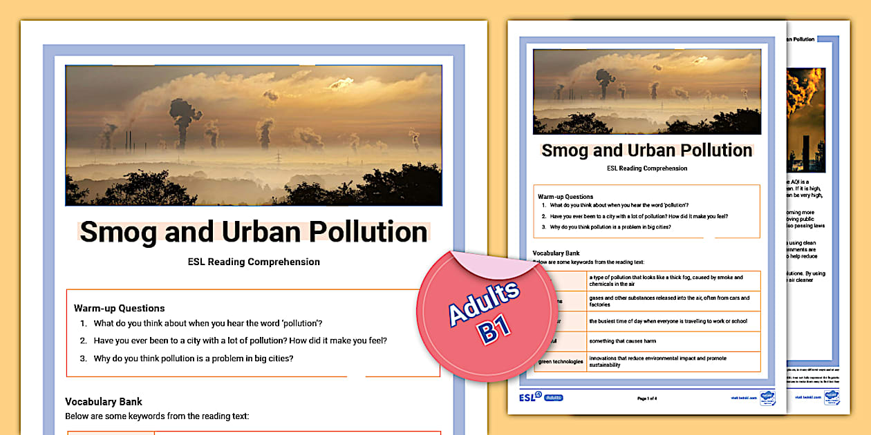 Smog and Urban Pollution -Reading Comprehension [Adults, B1]