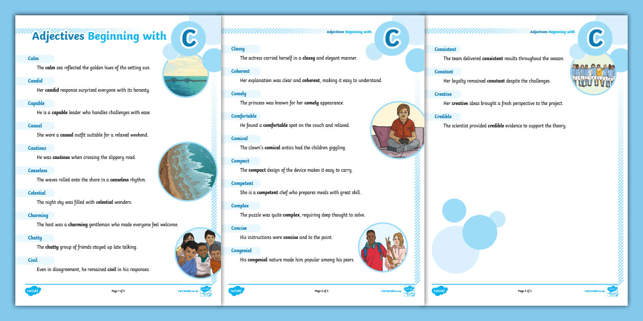 Adjectives Beginning with C (teacher made) - Twinkl