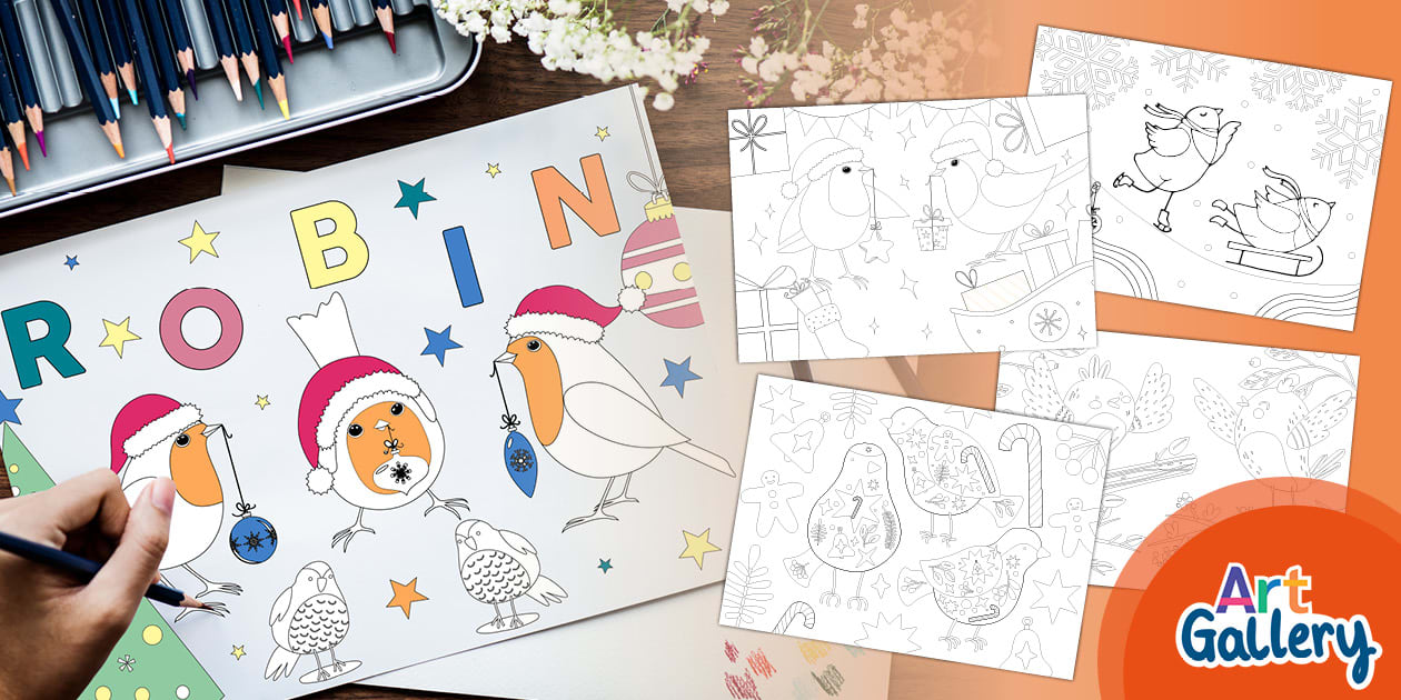 Robin Colouring Activity Posters (teacher made) - Twinkl