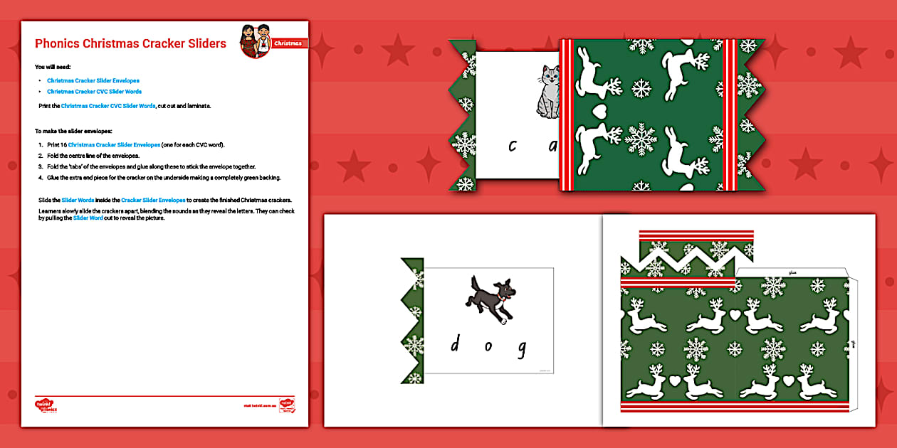 Twinkl Phonics Christmas Cracker Sliders (Teacher-Made)