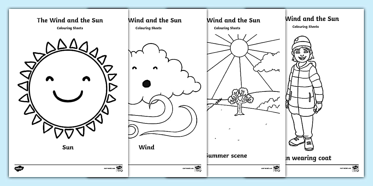 Wind and Sun Colouring Pages | Solar Colouring Sheets