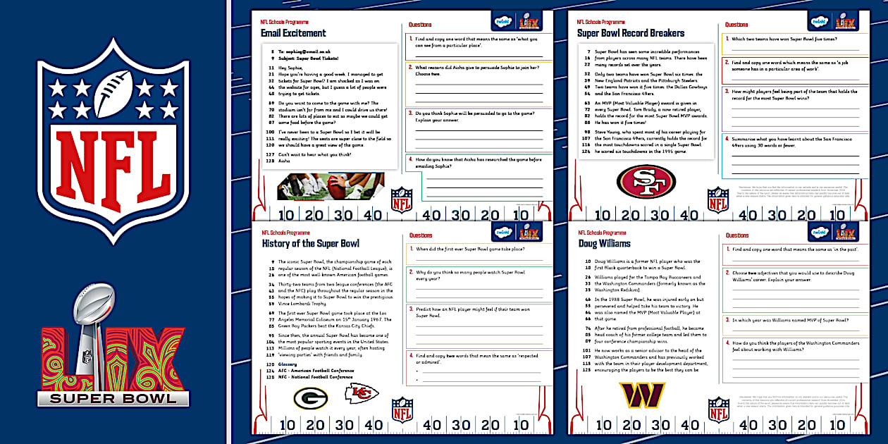 FREE! - NFL: Superbowl 60-Second Reads Pack [Ages 7-9]