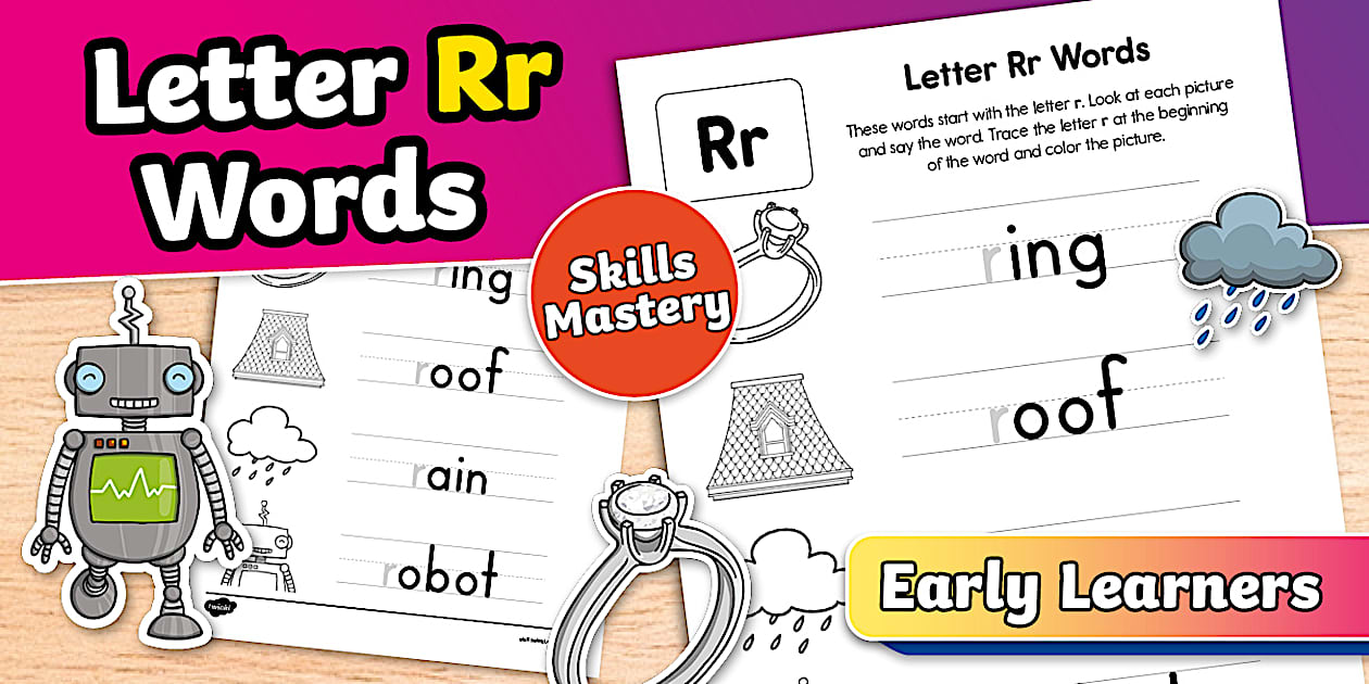 Letter Rr Words: Letter Recognition Worksheet for PreK-K