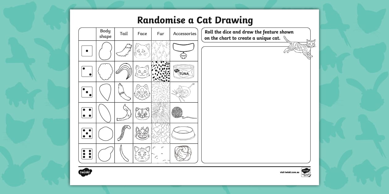 Randomise a Cat Drawing Activity (teacher made) - Twinkl