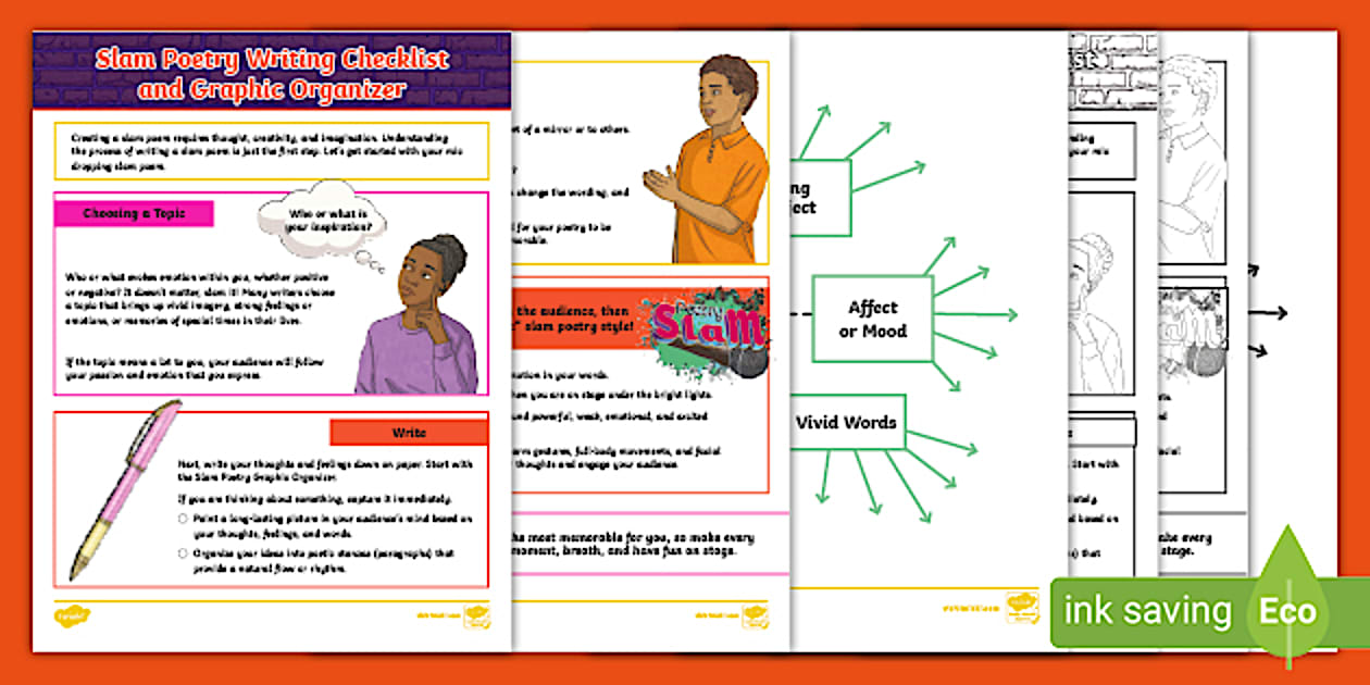 Slam Poetry Writing Checklist and Organizer | Poetry