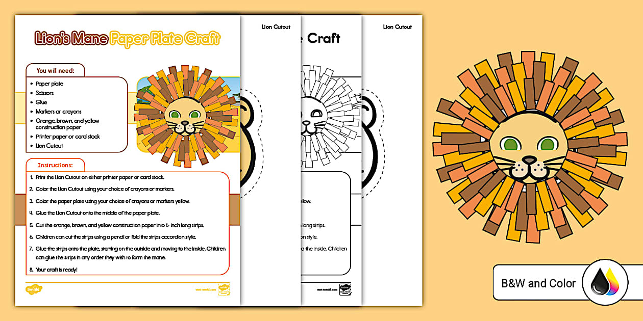 Lion's Mane Paper Plate Craft (teacher made) - Twinkl