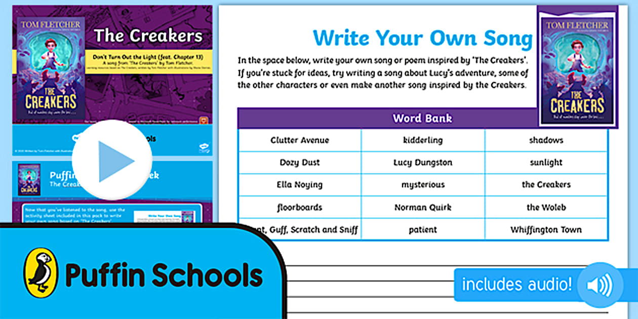 FREE! - The Creakers: Don't Turn Out the Light Song Activity Pack Ages 7-11