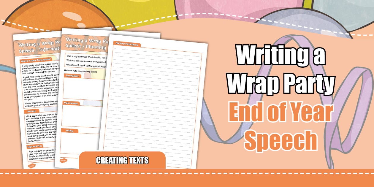 End of Year Speech Activity Sheet