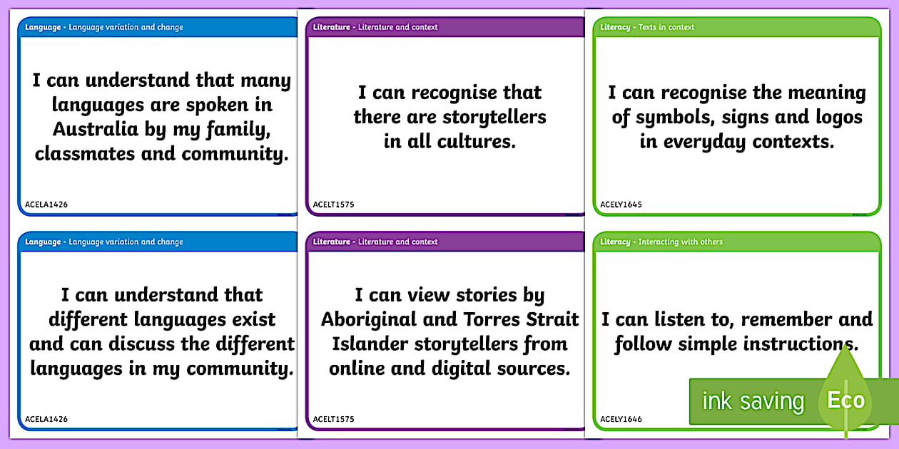Foundation English 'I Can' Statements Display Cut-Outs