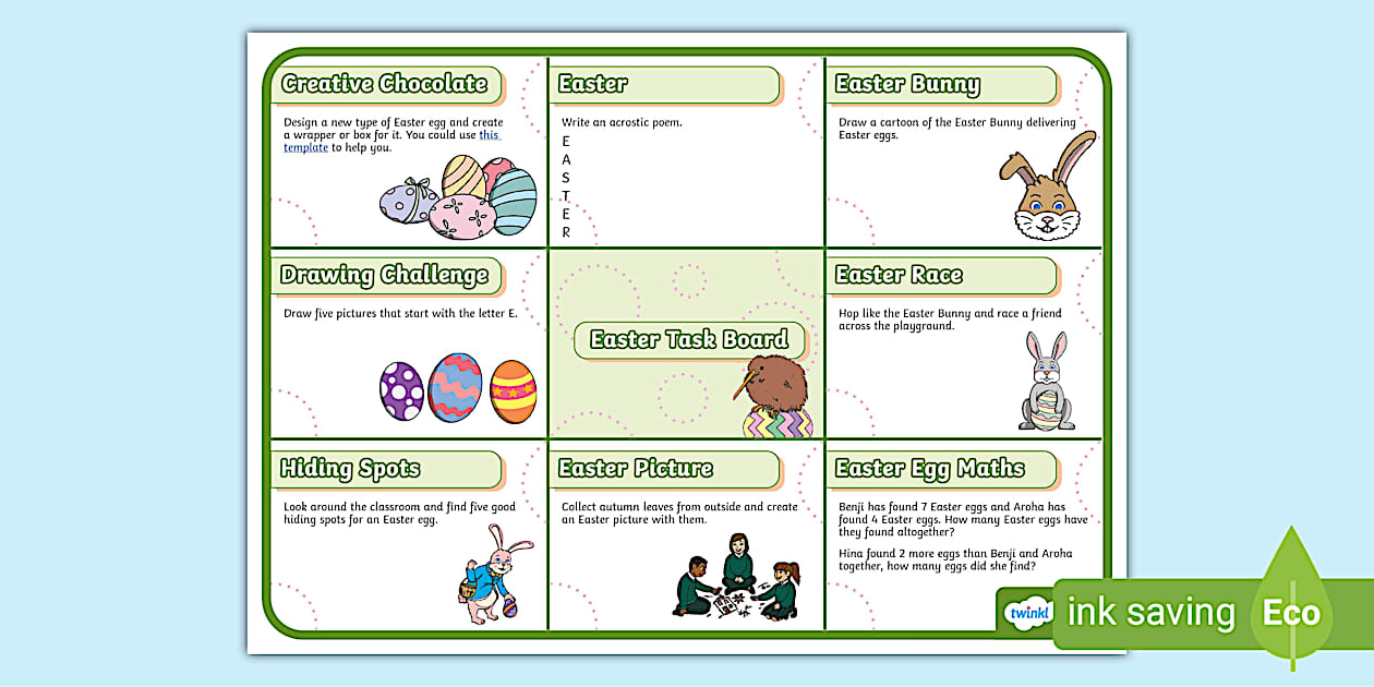 Easter Task Board Years 0-4 (Teacher-Made) - Twinkl