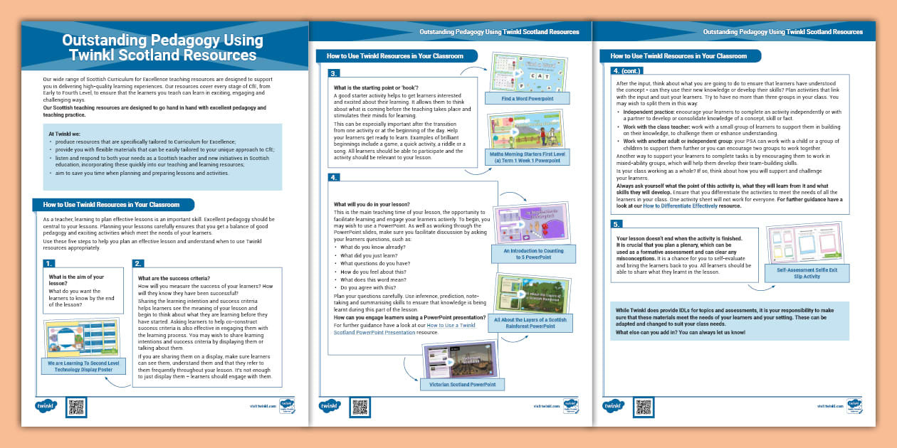 Outstanding Pedagogy Using Twinkl Scotland Resources
