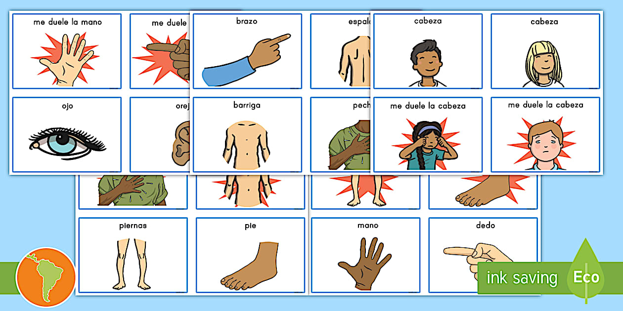 Tarjetas de vocabulario: Partes del cuerpo y expresiones