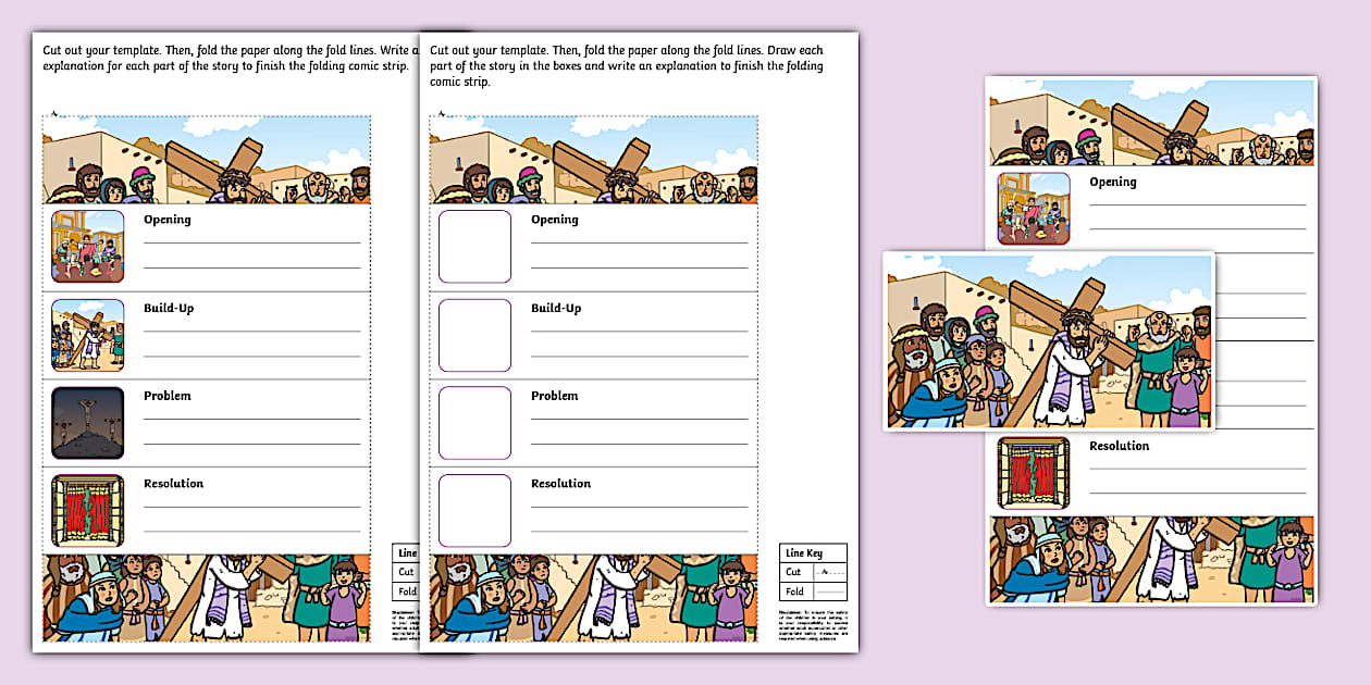 Good Friday Folding Comic Strip Template (teacher made)