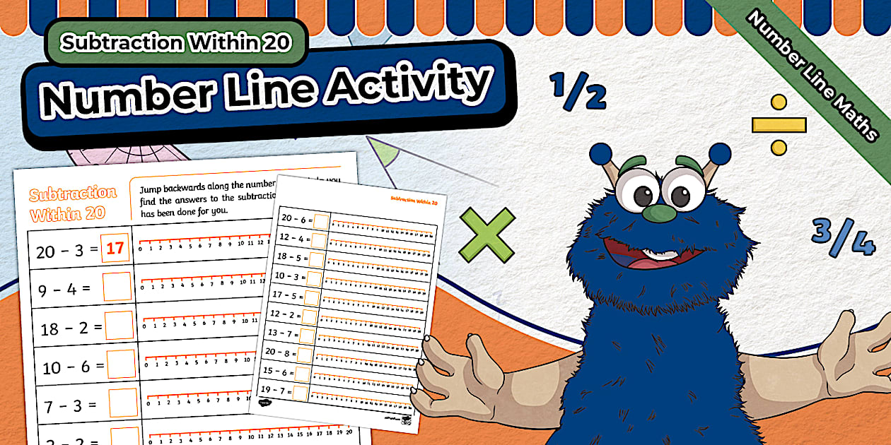 Subtraction Within 20 Number Line Activity Sheets