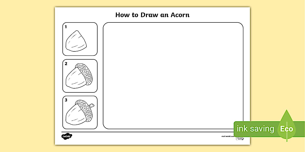 How to Draw an Acorn Activity (teacher made) - Twinkl