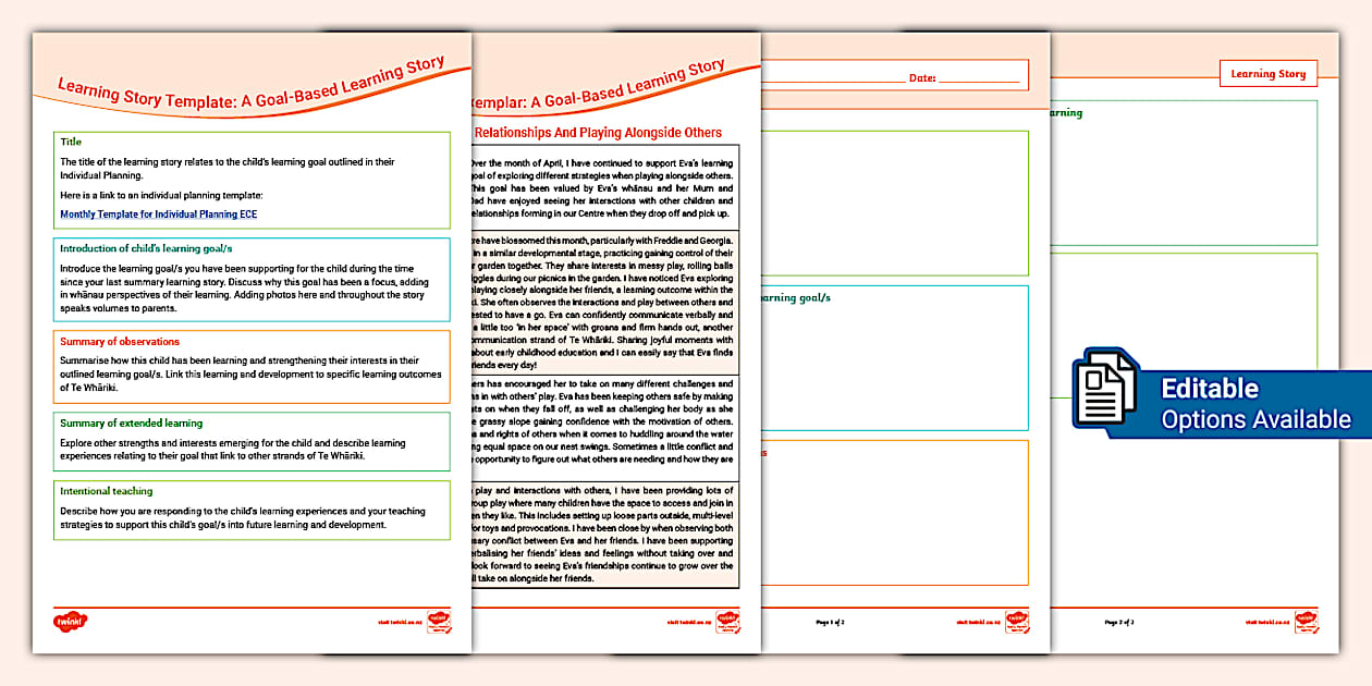 A Goals-Based Learning Story Exemplar and Template - Twinkl